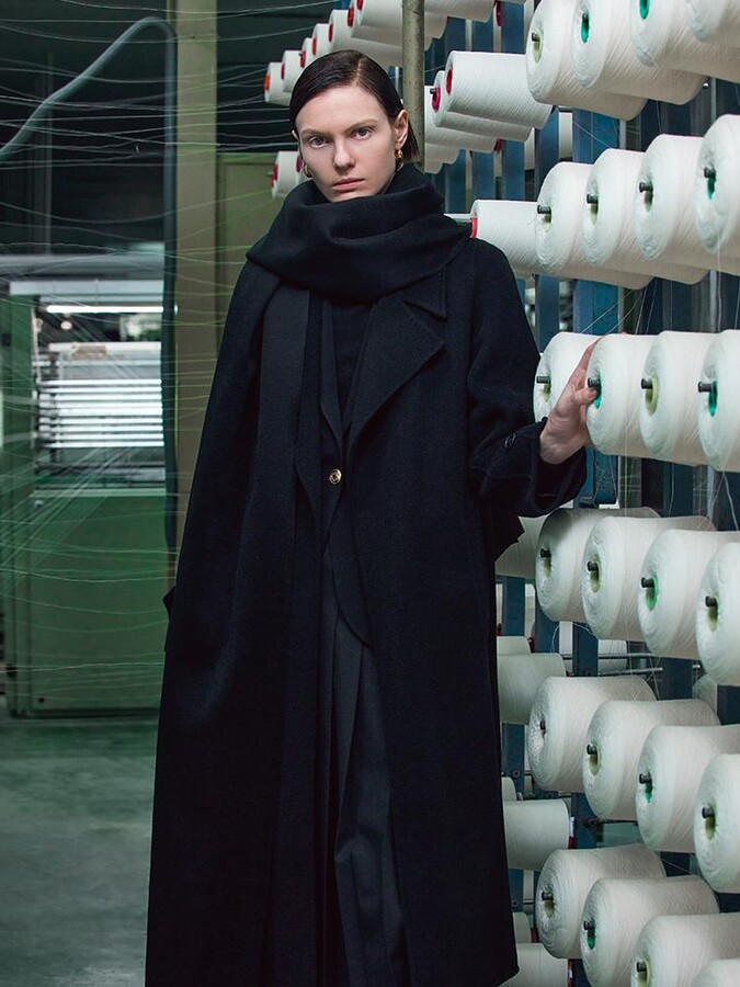 GOELIA Wool And Cashmere Double-Faced Lapel Women Coat With Belt ...