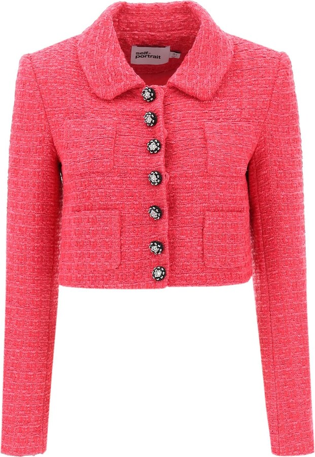 Self-Portrait Boucle tweed cropped jacket - ShopStyle