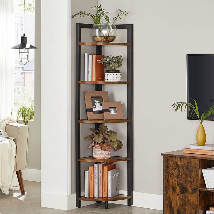 VASAGLE Corner Shelf,5 Tier Corner Bookshelf,Tall Corner Storage ...