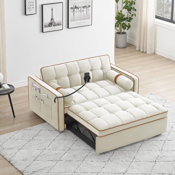 LOPOO Modern Velvet Sleeper Sofa Couch with Pull-Out Bed - ShopStyle