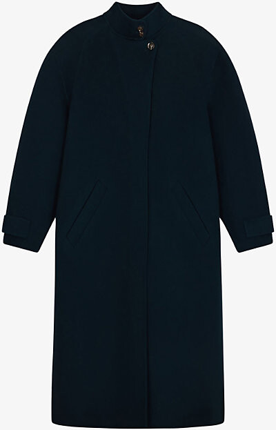 soeur oeur Womens late Blue Vancouver Double-faced Wool-blend Coat ...