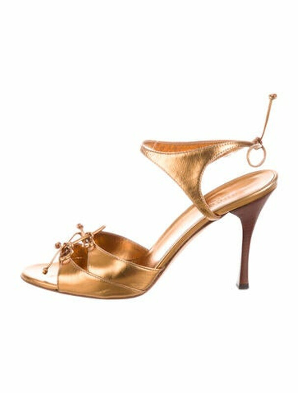 Gucci Leather Sandals Gold - ShopStyle