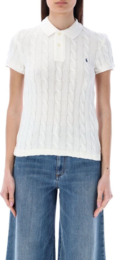 Polo Ralph Lauren Cable knit polo shirt - ShopStyle Tops