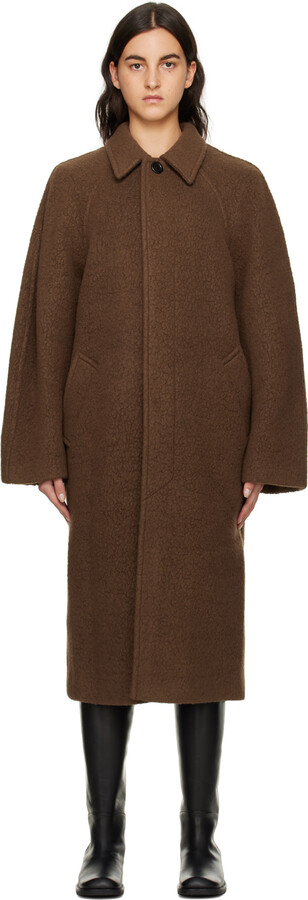 AMOMENTO Brown Raglan Coat - ShopStyle