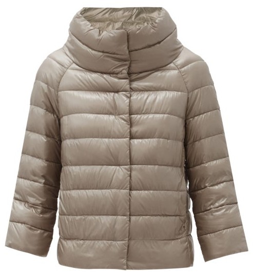 Herno Sofia Funnel-neck Quilted Down Jacket - Light Grey - ShopStyle