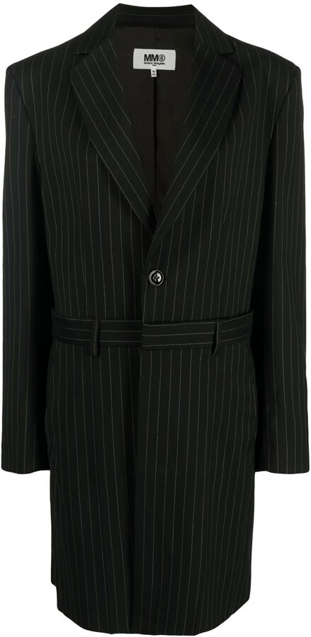 MM6 MAISON MARGIELA Pinstripe-Patterned Single-Breasted Coat - ShopStyle