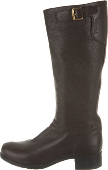 Prada Linea Rossa Leather Riding Boots - ShopStyle