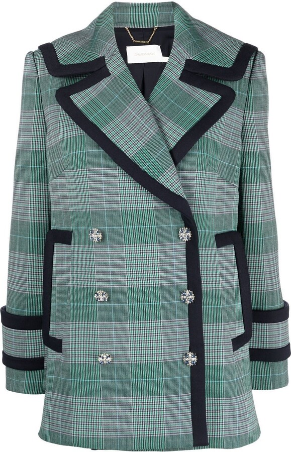 Zimmermann Check-Pattern Double-Breasted Jacket - ShopStyle Blazers