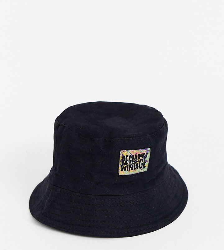 Reclaimed Vintage branded bucket hat in black - ShopStyle