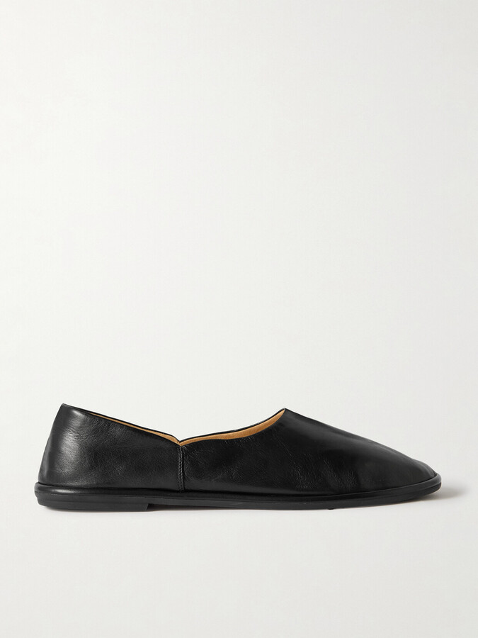 The Row Canal Glossed-leather Ballet Flats - Black - ShopStyle