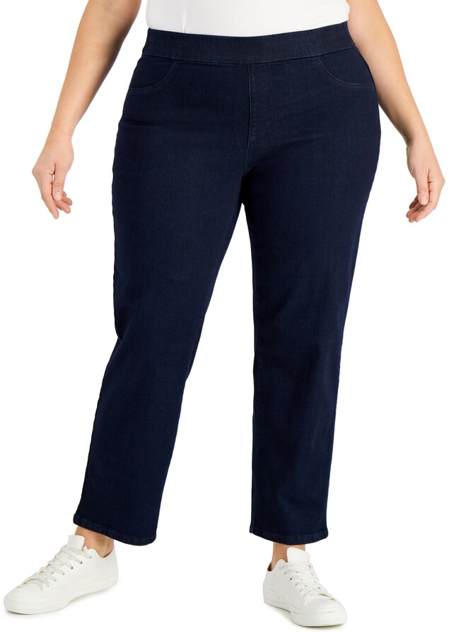 Karen Scott Plus Size Pull-On Denim Pants, Created for Macy's - ShopStyle