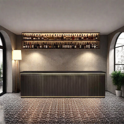 KPXU Bar Counter Rustic Style Bar Front Desk with Storage and Bar ...