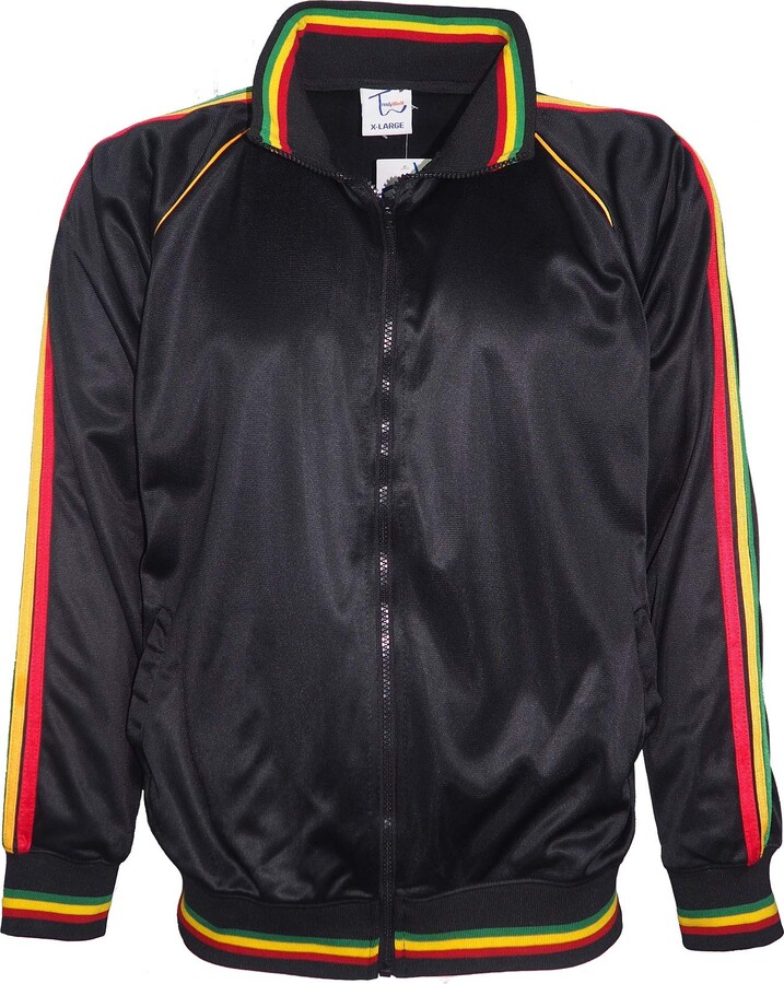 Tendy World Men's Collared Rasta Jacket Shinning Soft Fabric Big Rasta ...