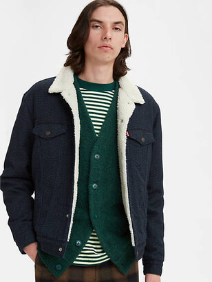 Levi's Type III Herringbone Sherpa Trucker Jacket - Men's - Dark Indigo ...