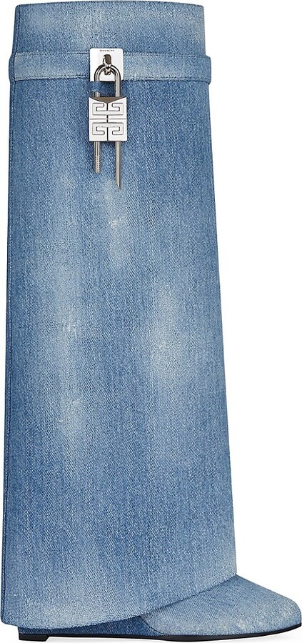 Givenchy Shark Lock Boots Wide Fit In Washed Denim - ShopStyle