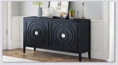Dakota Fields Retro Sideboard door with Circular Groove Design Round ...
