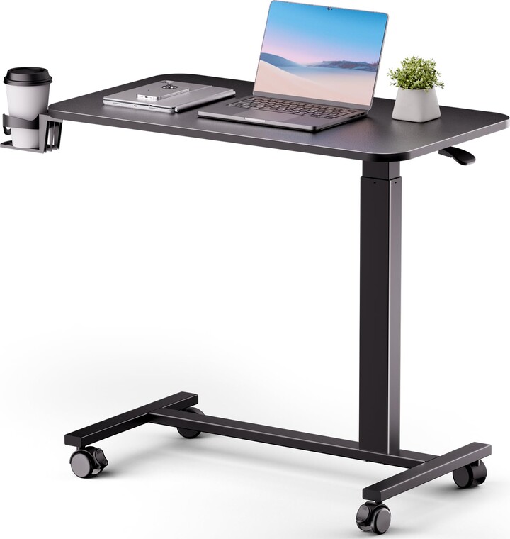 COMHOMA Adjustable Overbed Bedside Table with Lockable Wheels ...