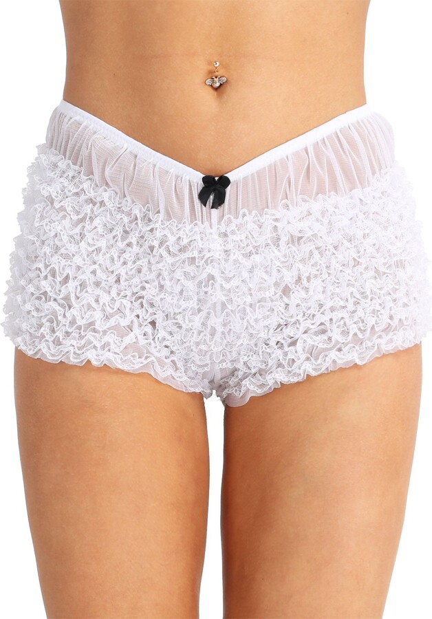 TiaoBug Women Lace French Maid Ruffled Panty Underwear Frilly Knickers Boy Shorts Hot Pants ...