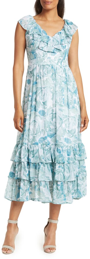 Calvin Klein Floral Ruffle Tiered Maxi Dress - ShopStyle