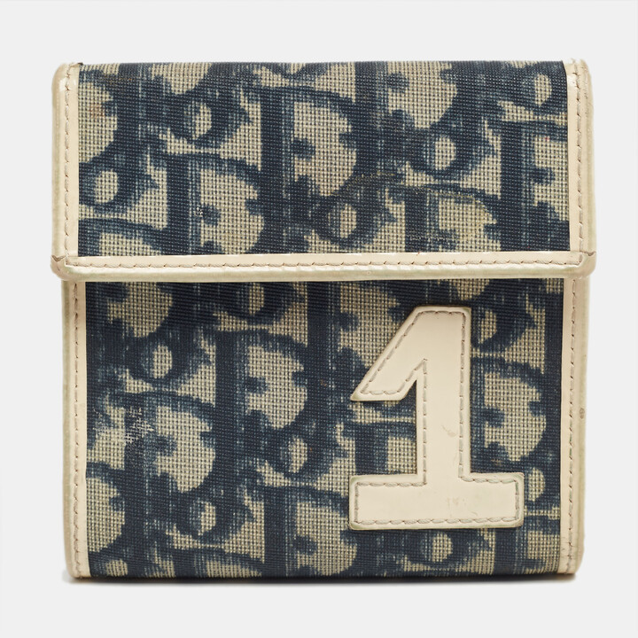 Christian Dior Navy Blue/White Oblique Coated Denim and Patent Leather ...