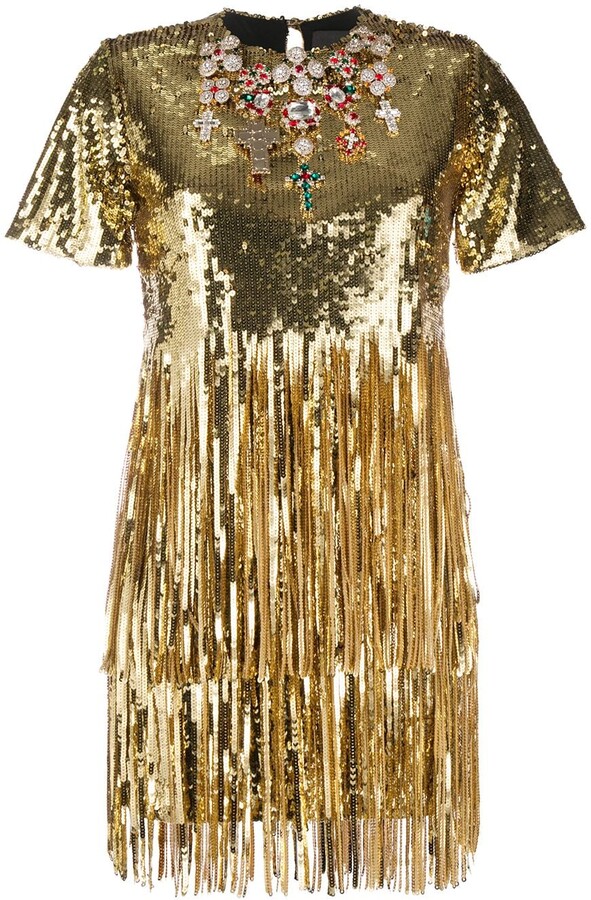 Philipp Plein Sequin Fringe Embellished Flapper Mini Dress - ShopStyle