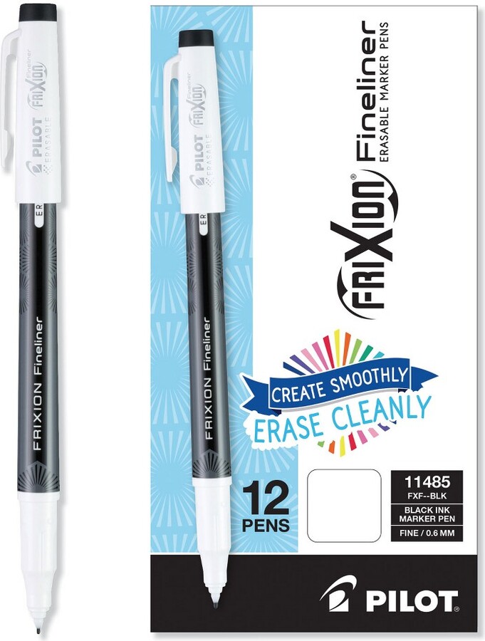 Pilot FriXion Erasable Stick Marker Pen 0.6 mm Black Ink/Barrel Dozen ...