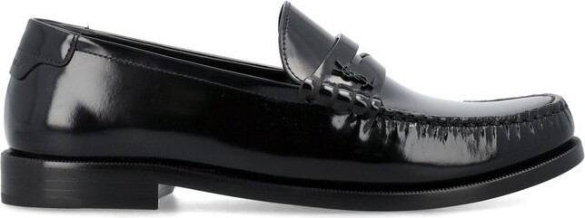 Saint Laurent Le Loafer Logo Plaque Slip-On Loafers - ShopStyle