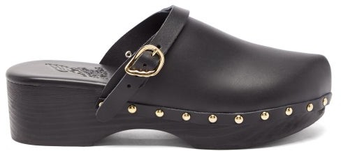 Ancient Greek Sandals Wing-buckle Leather Clog Mules - Black - ShopStyle
