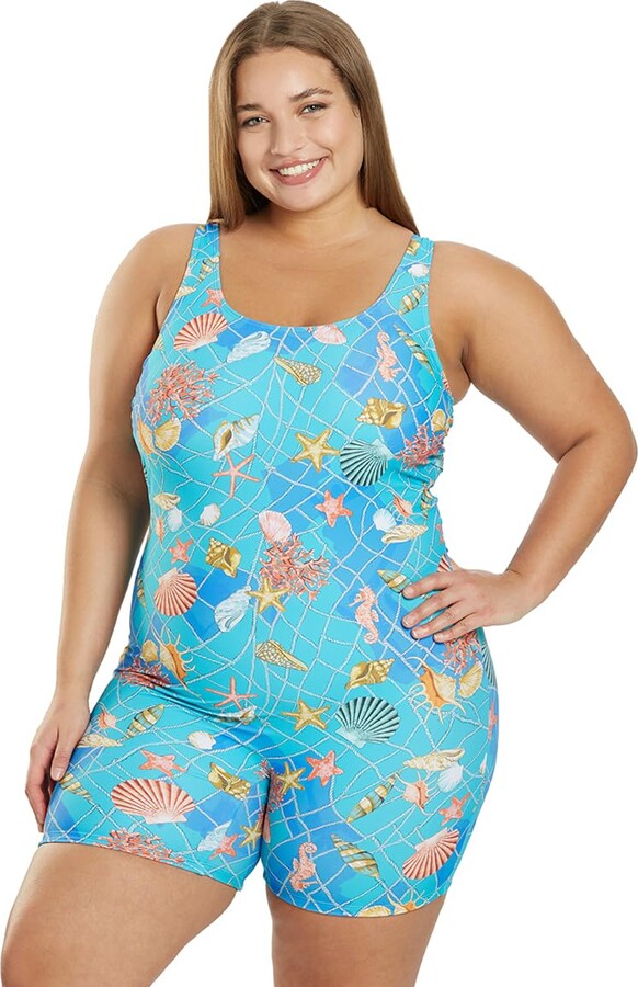 Sporti Plus Size Women Boyleg One Piece Swimsuit - Unitard Bathing ...