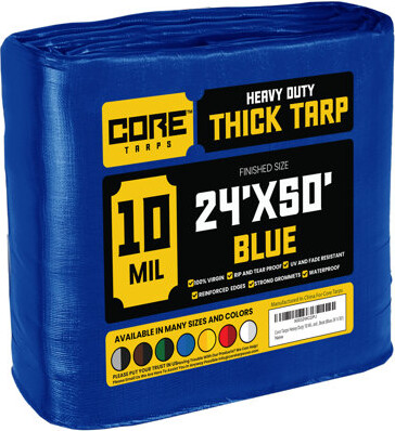 Core Tarps 24 ft. x 50 ft. 10 Mil Heavy Duty Polyethylene Tarp ...