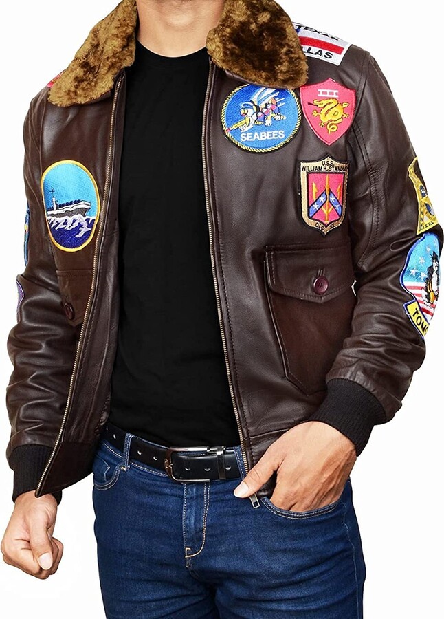 Fashion_First Tom Cruise Pilot Flying Brown Real Leather Bomber Jackets ...