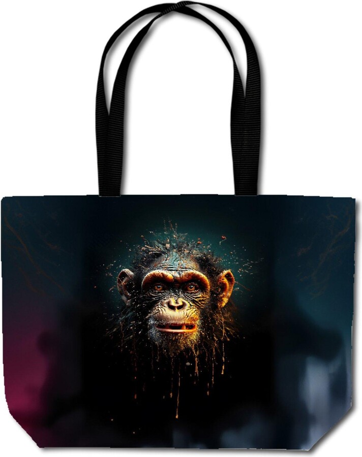 Warren Reed - Designer Splashart Monkey Face Beach Shopper Tote Bag ...