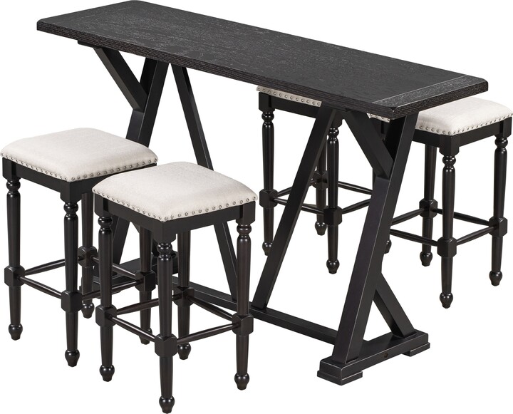 Sunmory Neoclassical Style Dining Table Set for 4 Counter Height ...