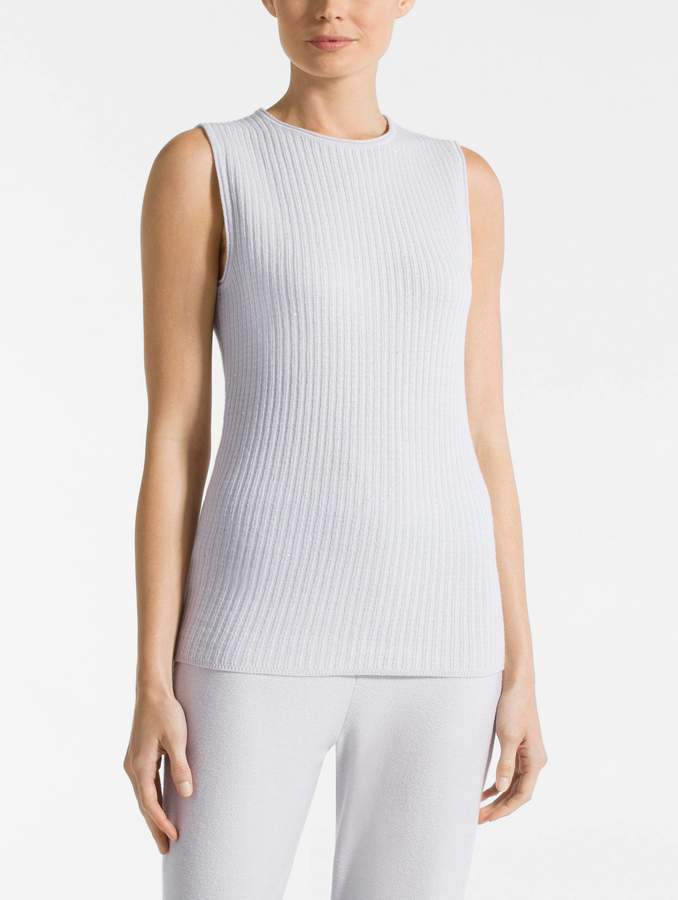 St. John Cashmere Sequin Rib Shell - ShopStyle