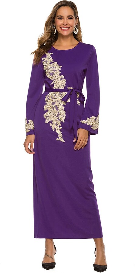 VESNIBA Women One Piece Prayer Dresses Overhead Ramadan National Robe ...