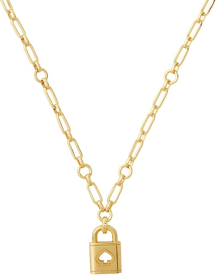 Kate Spade Goldtone Logo Padlock Pendant Necklace - ShopStyle