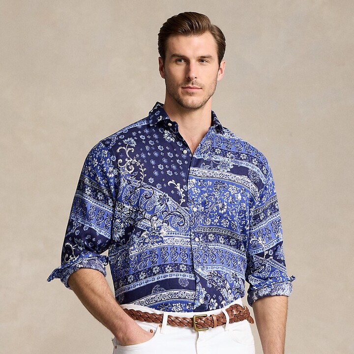 Polo Ralph Lauren Ralph Lauren Patchwork-Print Linen Shirt - ShopStyle