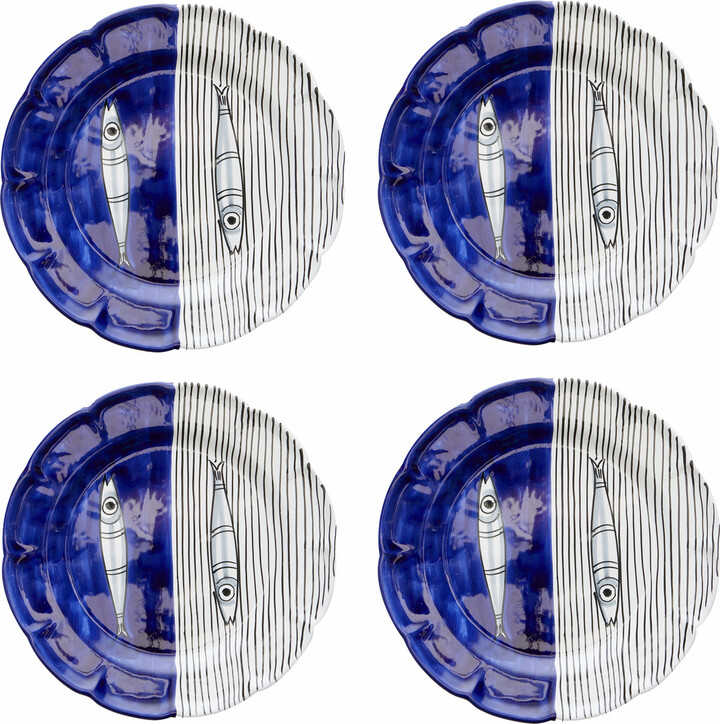 Solimene Art for Moda Domus Set-of-Four Hand-Painted Ceramic Anchovy ...