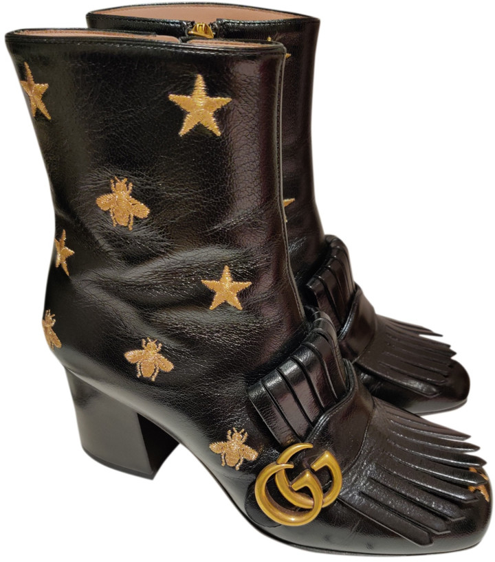 Gucci Marmont Black Leather Ankle boots - ShopStyle