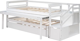 RASOO Twin Size Daybed Modern Kids Triple Bunk Two Pull-out Beds Under ...