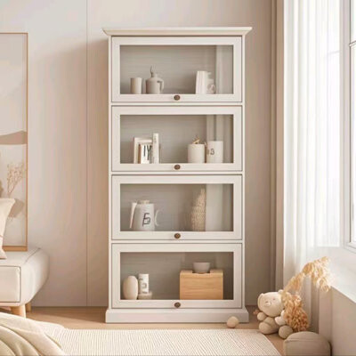 SINOFURN Glass display cabinet 4 Tier Glass Display Cabinet Storage ...