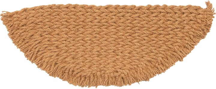 Storied Home Woven Natural Coir Half Round Doormat with Fringe ...