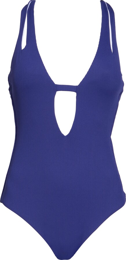 Becca Deep V-Neck Teardrop One-Piece Swimsuit - ShopStyle