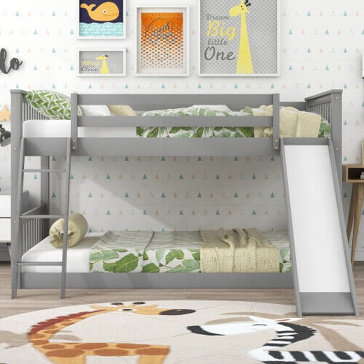 Snake River DÃ©cor Full Size Wood Bunk Bed with Slide Platform Bed ...