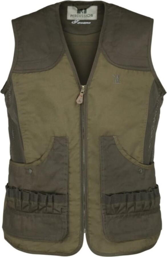 Percussion Mens Summer Shooting Vest Savane Green with Rabbit Pocket ...