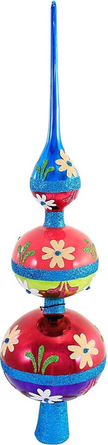 Sbk Gifts Holiday 15.0" Retro 3 Ball Mod Floral Finial Tree Topper ...