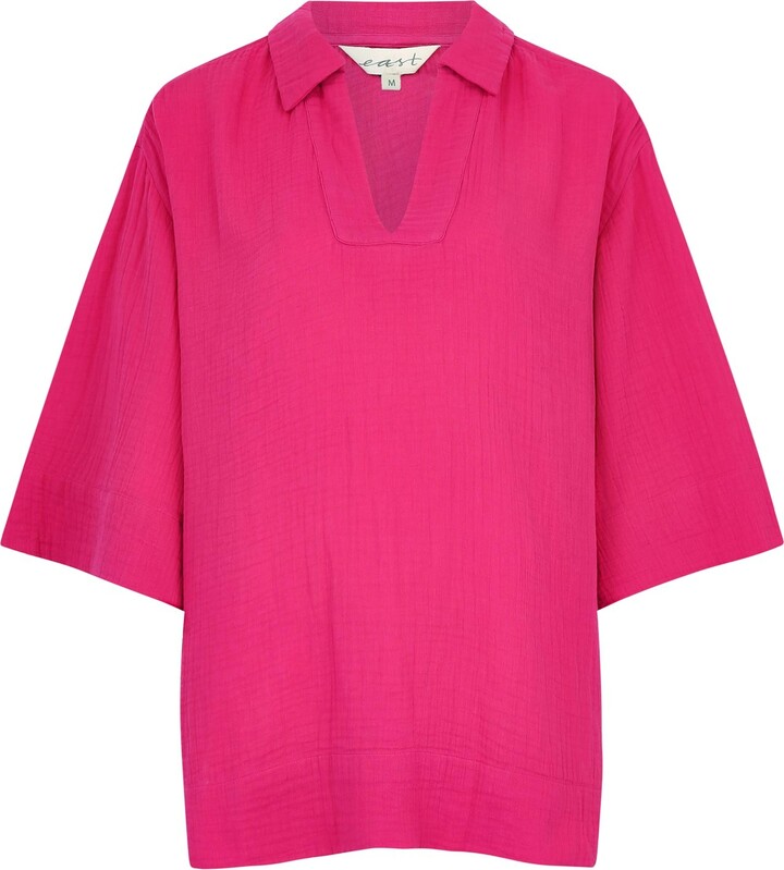 EAST - Katlyn Hot Pink Cotton Top - ShopStyle