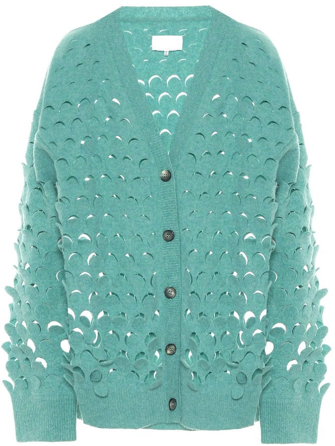 Maison Margiela Cut-out wool cardigan - ShopStyle