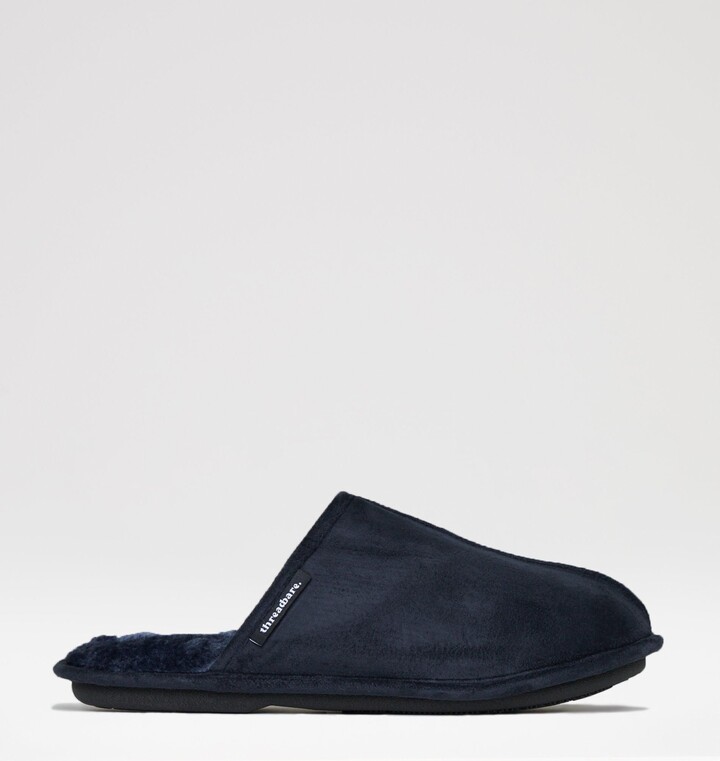 Threadbare 'Lewes' Faux Fur Lined Suedette Mule Slippers - Navy - ShopStyle