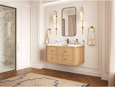 Willow Collections Hampton Floating Oak 42 In. W X 22 In. D Single Sink ...